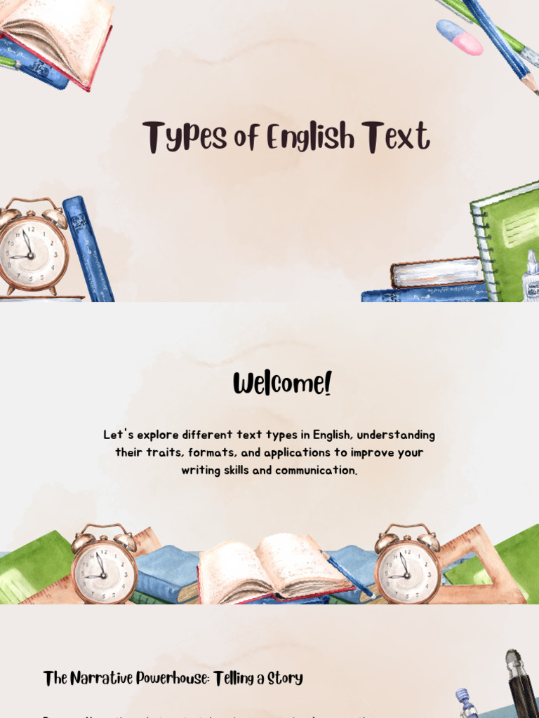 Types of English Text Presentation | PDF | Narrative | Essays