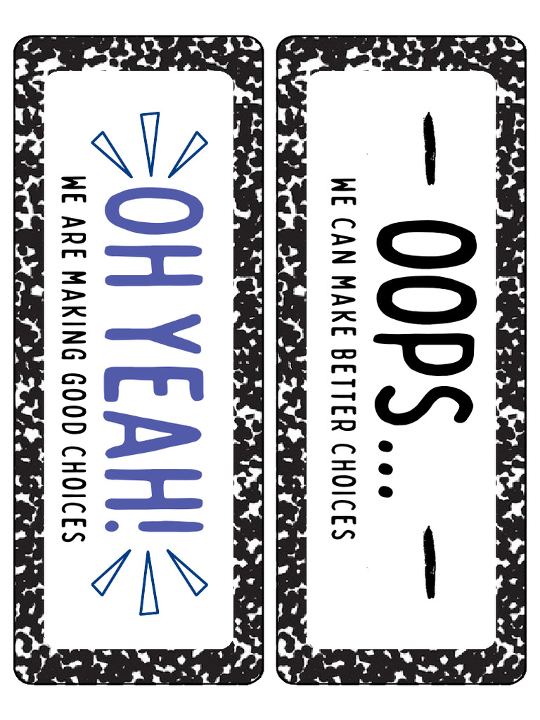 Oh Yeah and Oops Printable | PDF