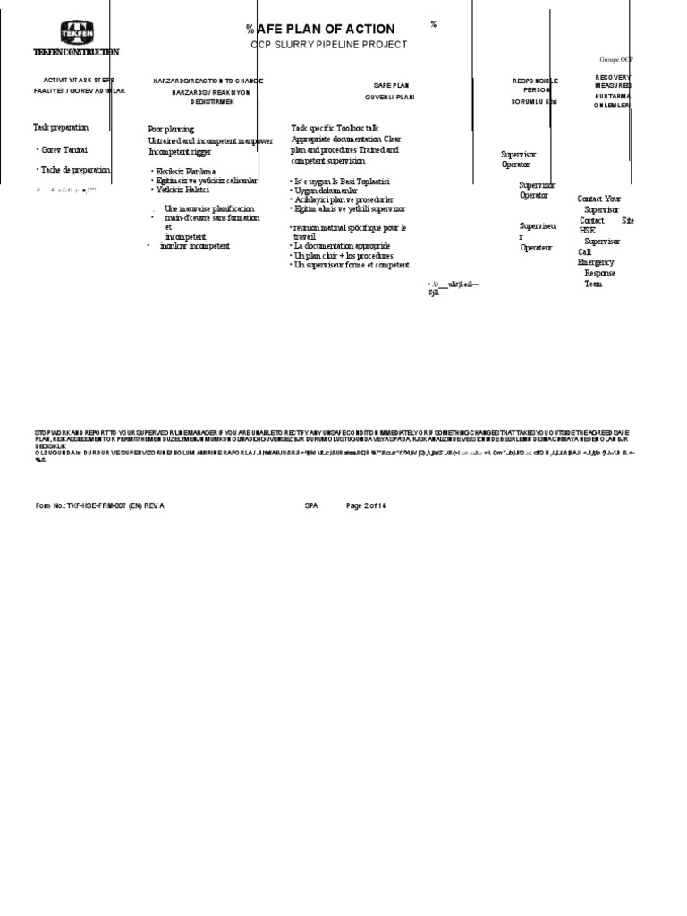 E Plan of Action: Ocp Slurry Pipeline Project | PDF