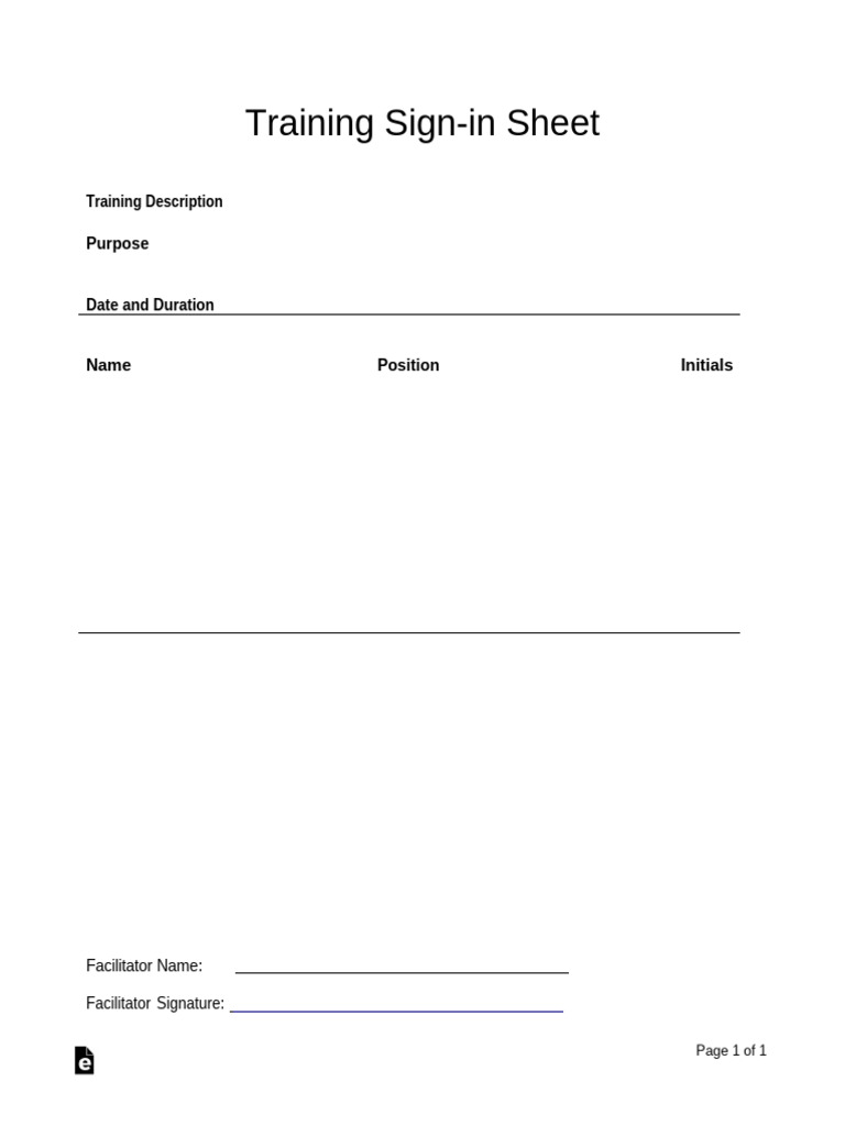 Training Sign in Sheet 2 | PDF