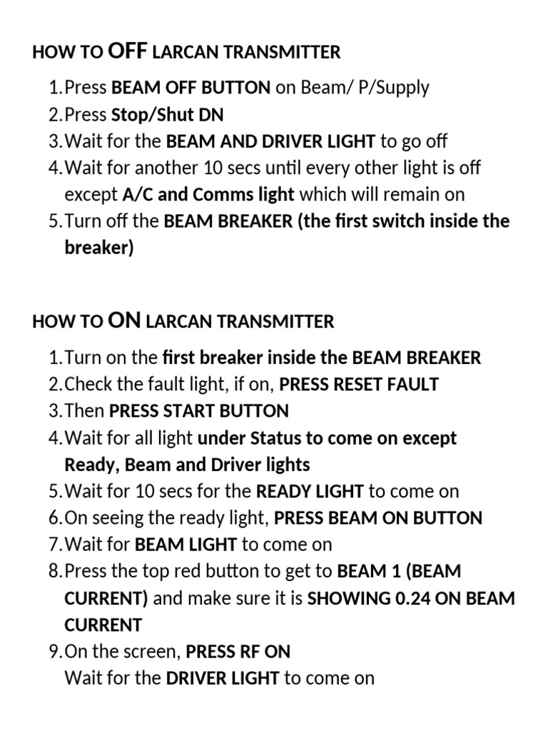 How To Off Larcan Transmitter | PDF