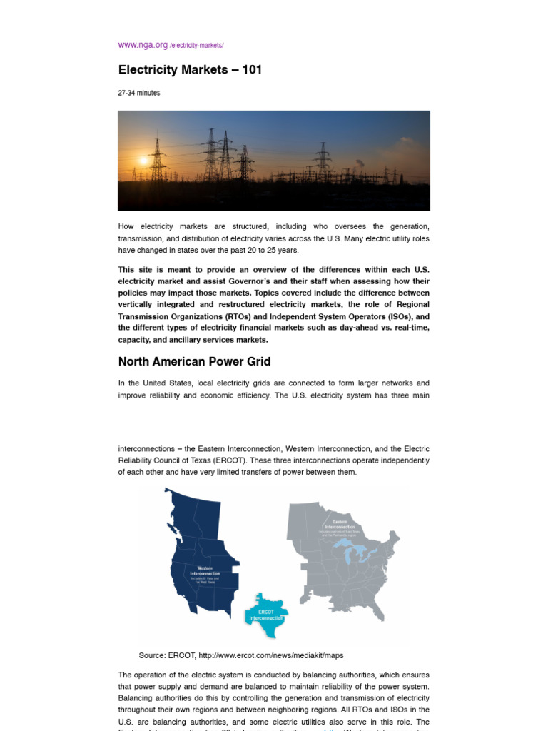 Electricity Markets - 101 - Reader View | PDF | Public Utility ...