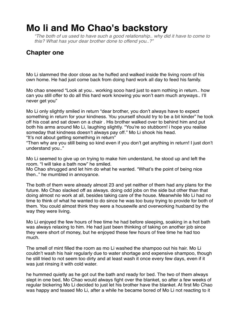 Mo Li and Mo Chao S Backstory | PDF