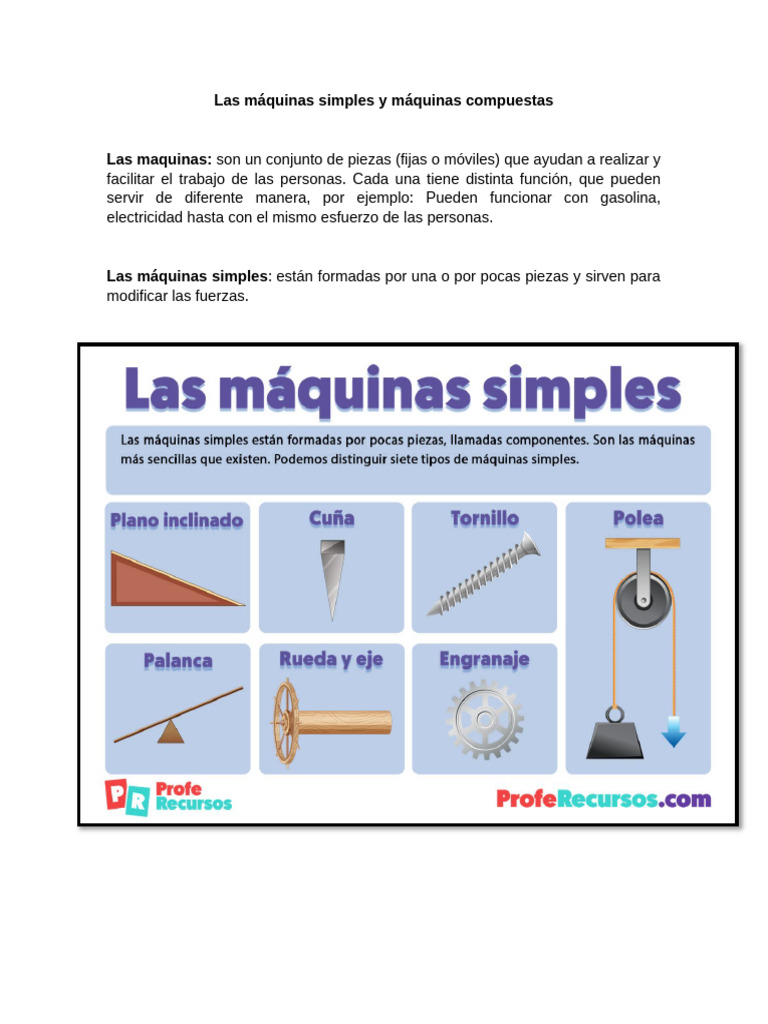 Las Máquinas Simples y Máquinas Compuestas | PDF