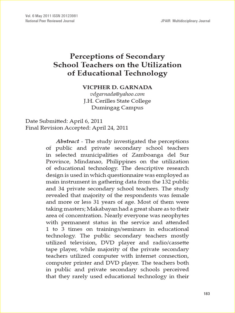 JPAIR-JOURNAL Vol6May2011 PerceptionGarnada | PDF | Educational ...