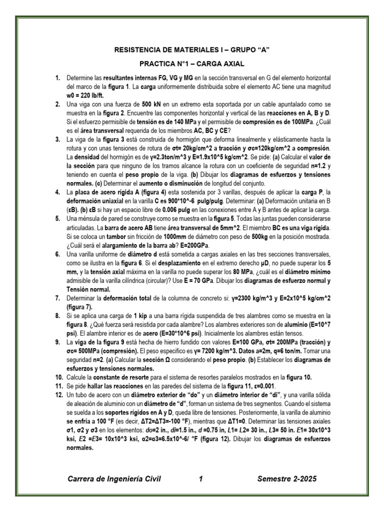 PRACTICA N°1 - CARGA AXIAL_250929_102921 | PDF | Viga (Estructura ...