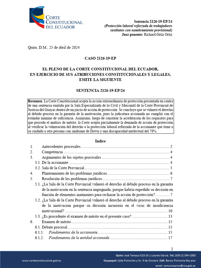 2126-19-EP:24 | PDF | Debido al proceso | Sentencia (ley)