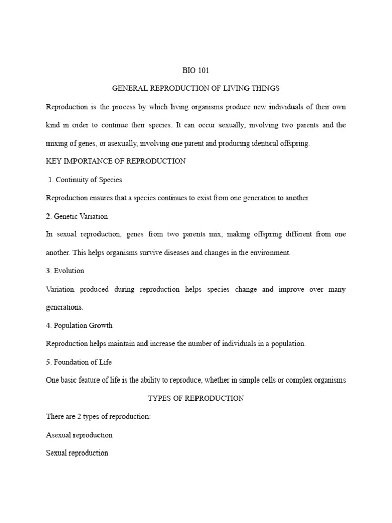 General Reproduction of Living Things | PDF | Sexual Reproduction ...
