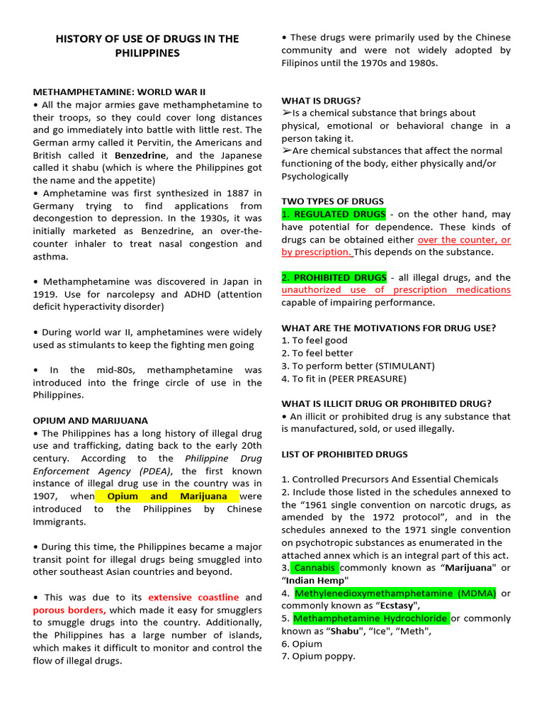 History of Use of Drugs in The Philippines | PDF | Illegal Drug Trade ...