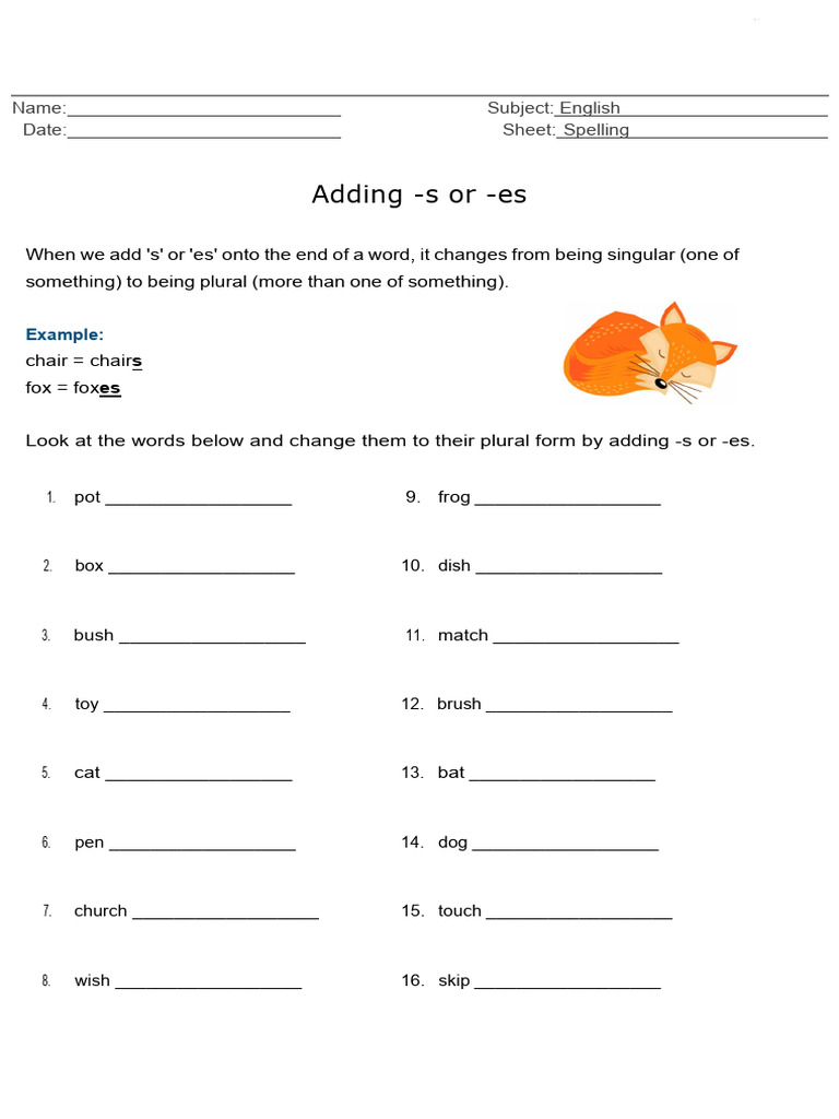 Adding - S or - Es | PDF