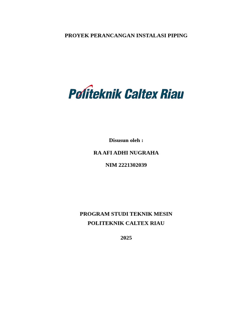Proyek Perancangan Instalasi Piping | PDF
