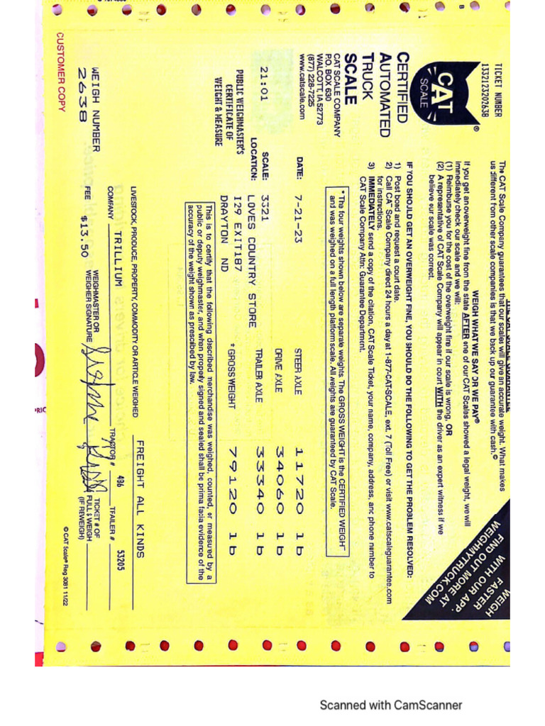 Scale Ticket Loaded | PDF