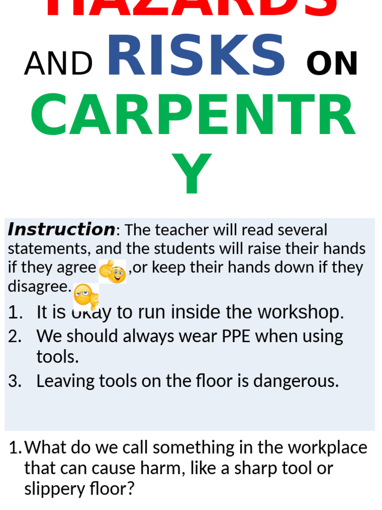 Hazards and Risks On Carpentry | PDF