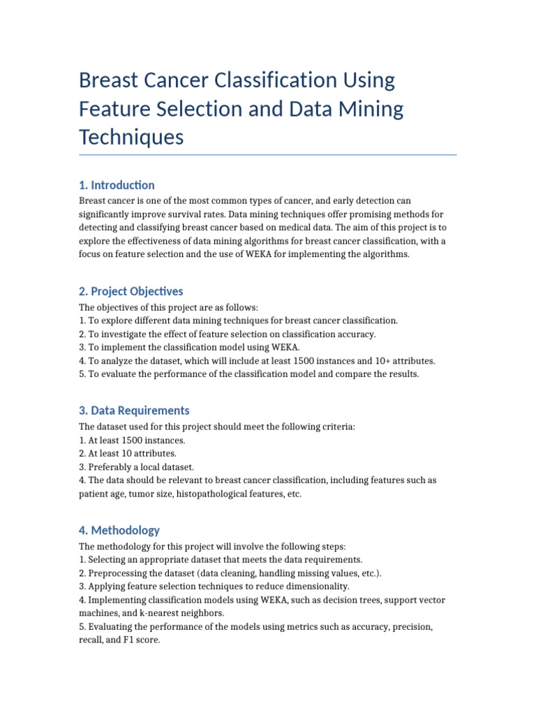 Breast Cancer Classification Project Proposal | PDF