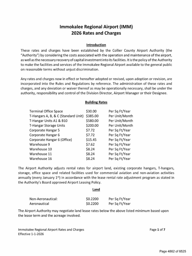 Imm 2026 Rates Charges | PDF