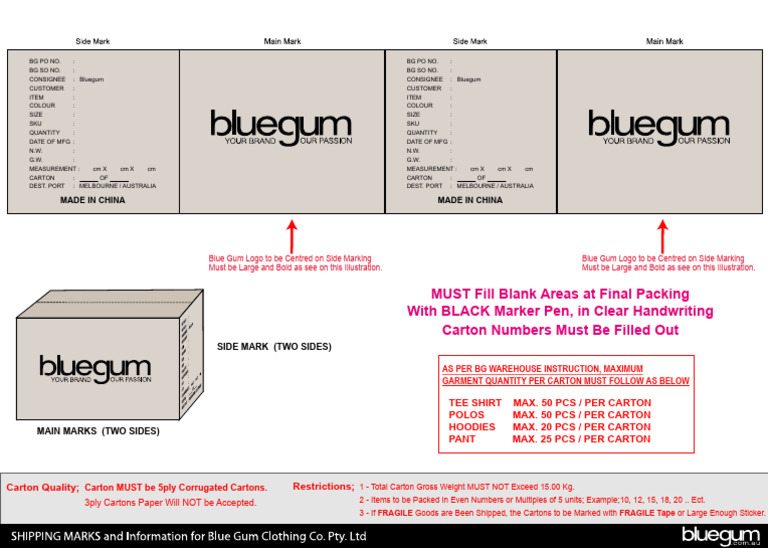 (Template) Bgosad 005 BG Carton Markings Garments (Rev 2024.12) | PDF