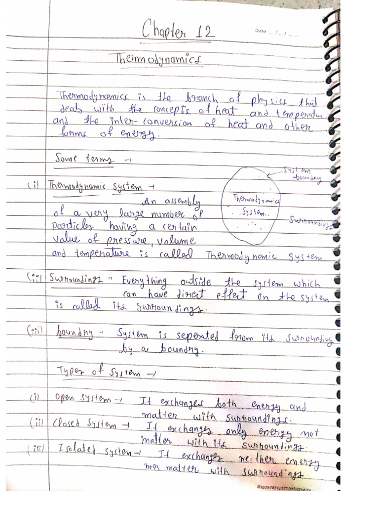 Physics Class 11th Chapter 12 Thermodynamics | PDF
