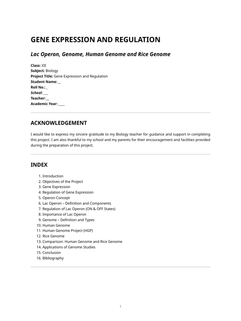 Gene Expression and Regulation - Lac Operon, Genome, Human and Rice ...