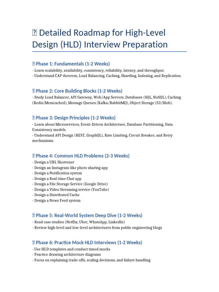 HLD Preparation Roadmap | PDF