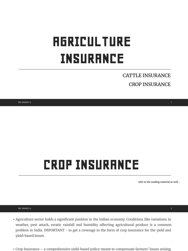 Ins. Law UNIT 4 - Crop-Cattle Insurance | PDF | Insurance | Crop Insurance
