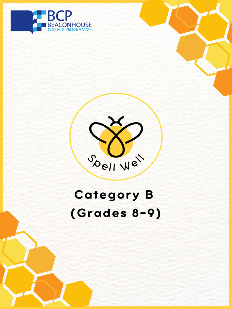 Spell Well'24 Category B Word List | PDF | Adjective