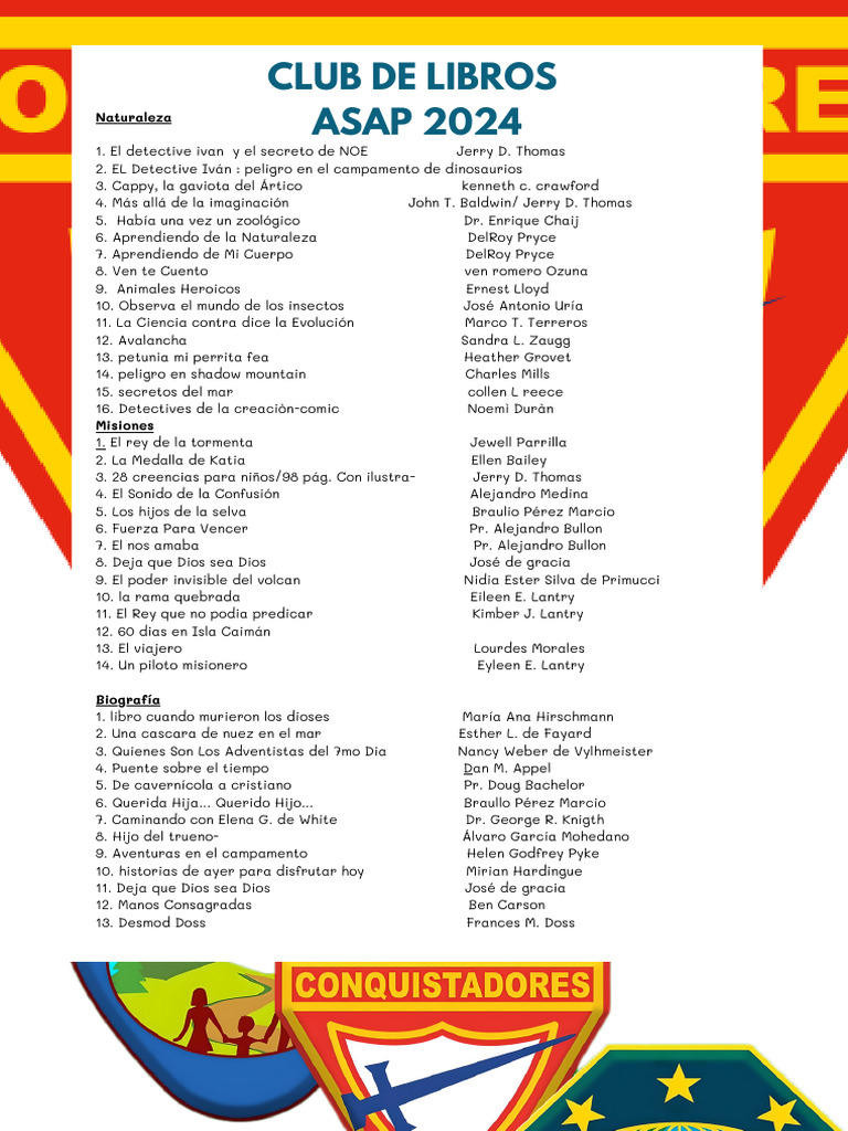 Club de Libros Conquistadores 2024 Listo | PDF | Teología | Iglesia ...