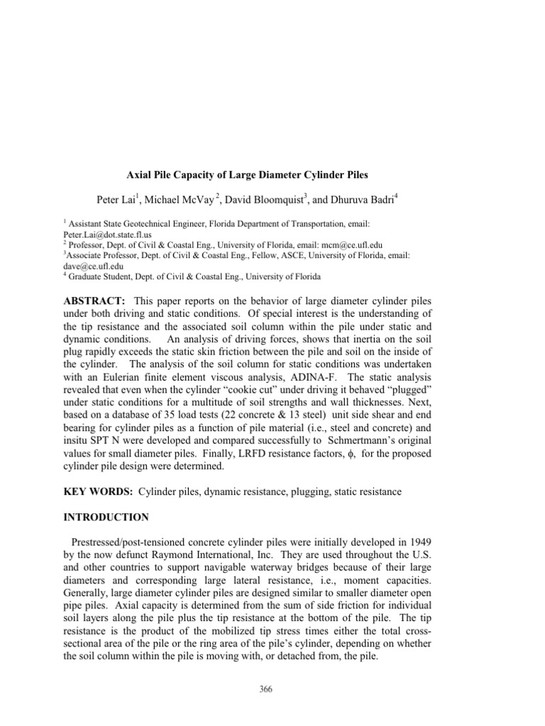 Axial Pile Capacity of Large Di - Unknown | PDF | Force | Column