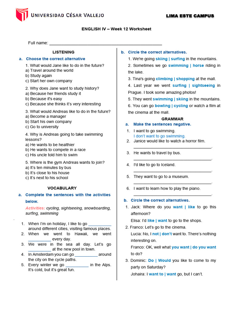 English IV - Weeks 12 Worksheet | PDF