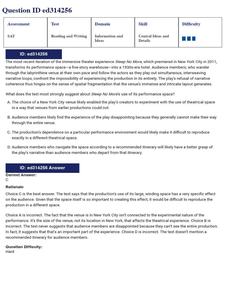 SAT Central Ideas and Details | PDF | Narrative | Investing