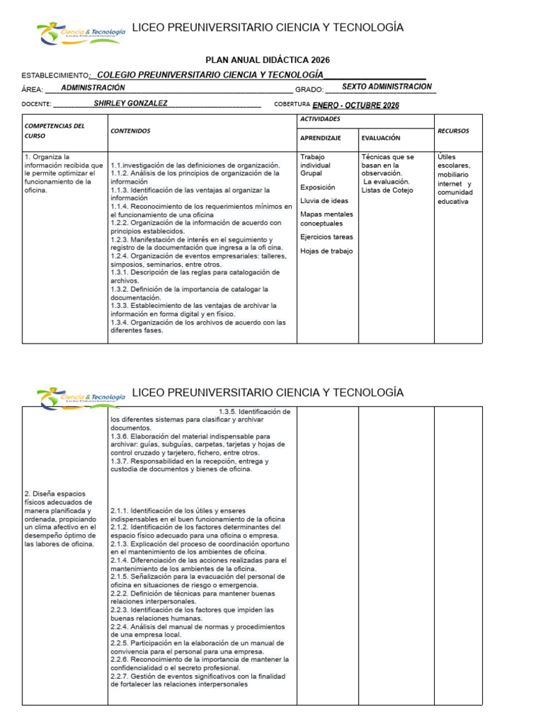 Plan Anual Didáctica 2025 Shirley | PDF | Business | Comunicación