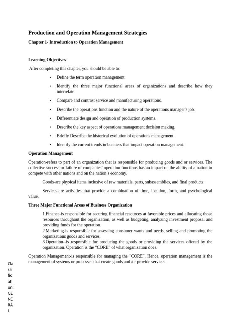Chapter 1 Introduction To Operation Management - Jdalejandrino | PDF ...