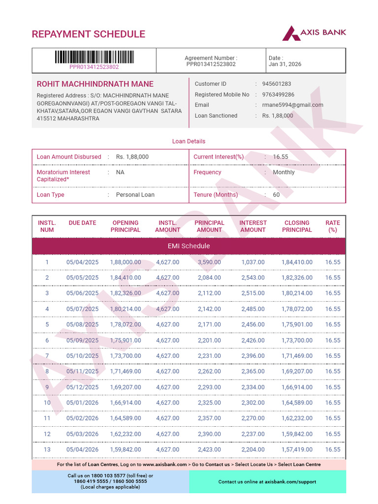 PPR013412523802 Repayment Schedule | PDF | Credit | Finance & Money ...
