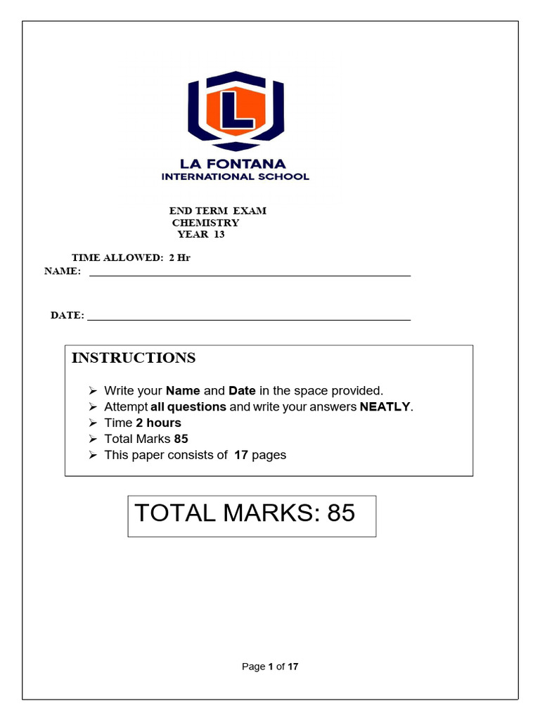 Chemistry Year 13 Paper 5 | PDF | Acid | Electrochemistry