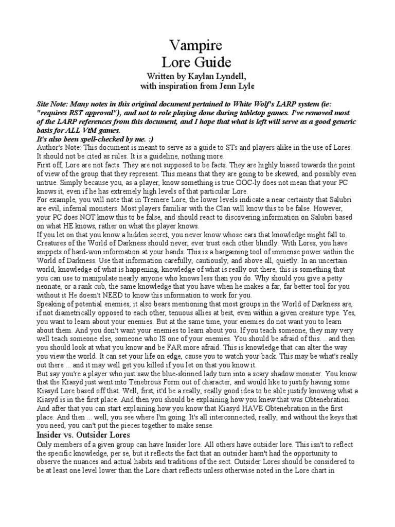 Vampire Lore Guide | PDF | Religion And Belief