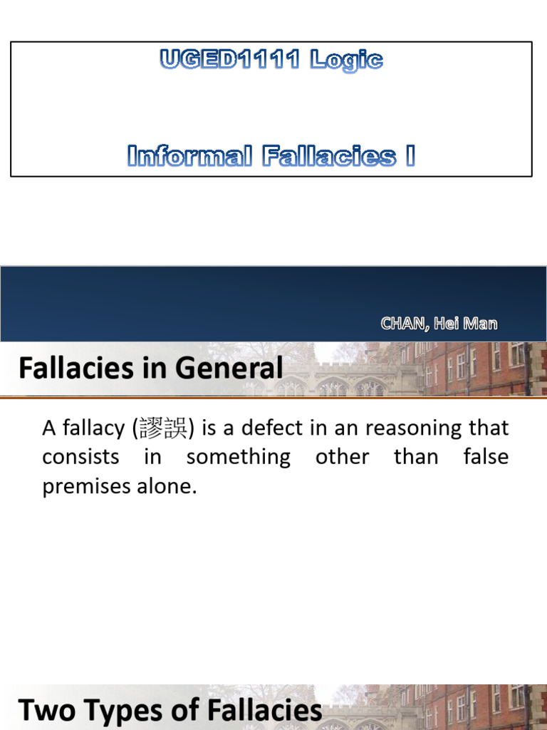 11 - Informal Fallacies Part 1-Pre Class | PDF | Fallacy | Argument