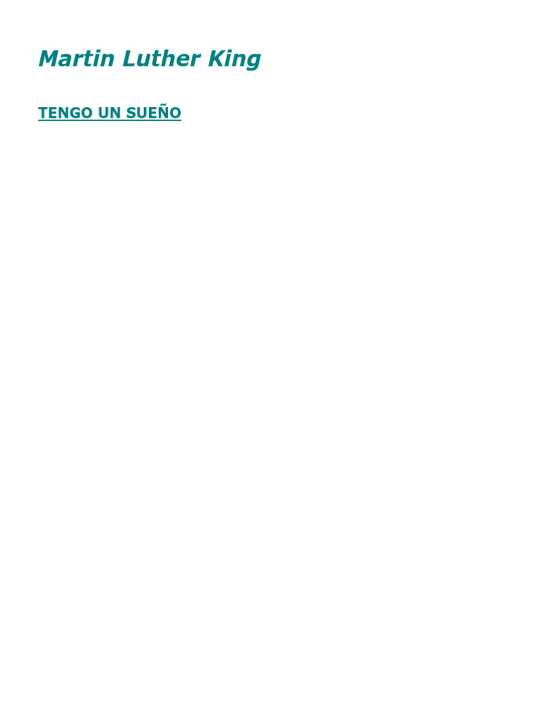 Martin Luther King Tengo Un Sueno | PDF