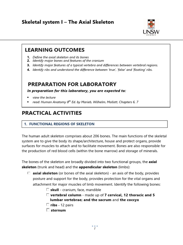 Skeletal System Lab Manual 2022 | PDF | Vertebra | Pelvis