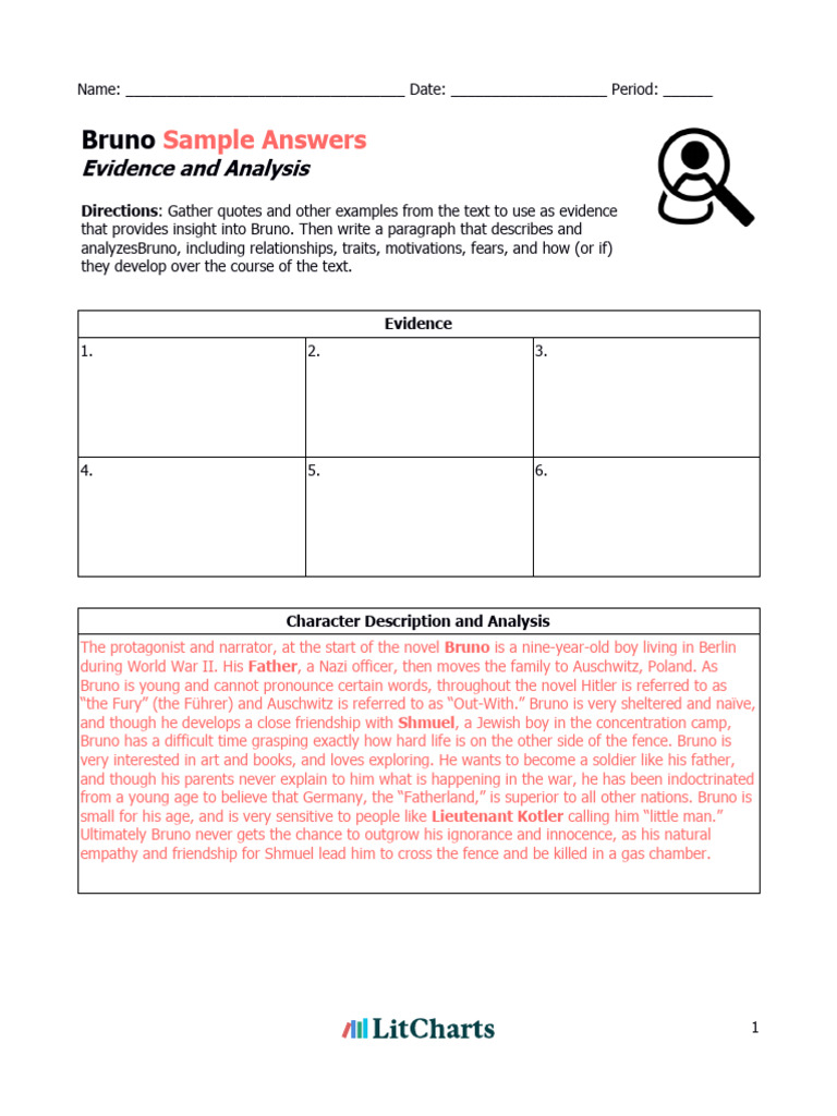 Character Analysis Sample Answers | PDF
