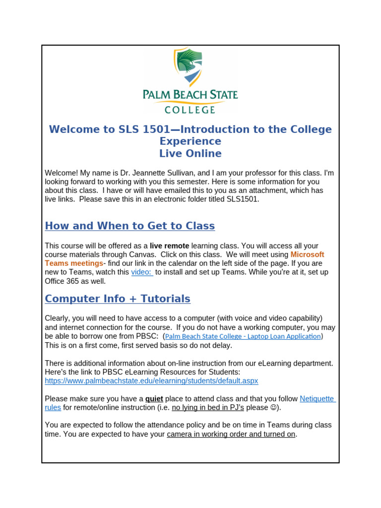 Welcome Letter Live Online SP26 | PDF | Educational Technology | Computing