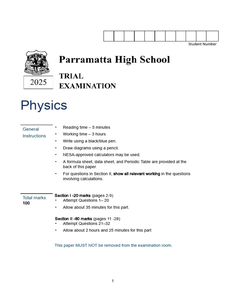 2025 HSC Physics Trial Final | PDF | Nuclear Fusion | Physics