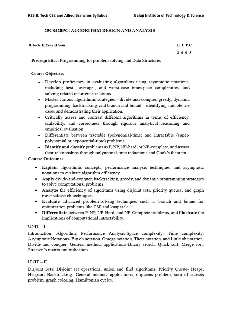 Algorithm Design and Analysis | PDF | Computational Complexity Theory ...