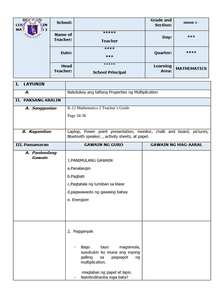q4. Math2 DLP | PDF