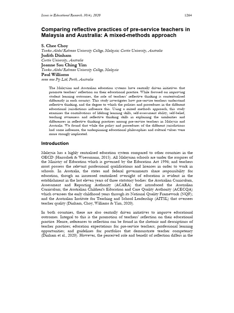 Choy - Reflective Practice Malaysia and Australia | PDF | Quantitative ...