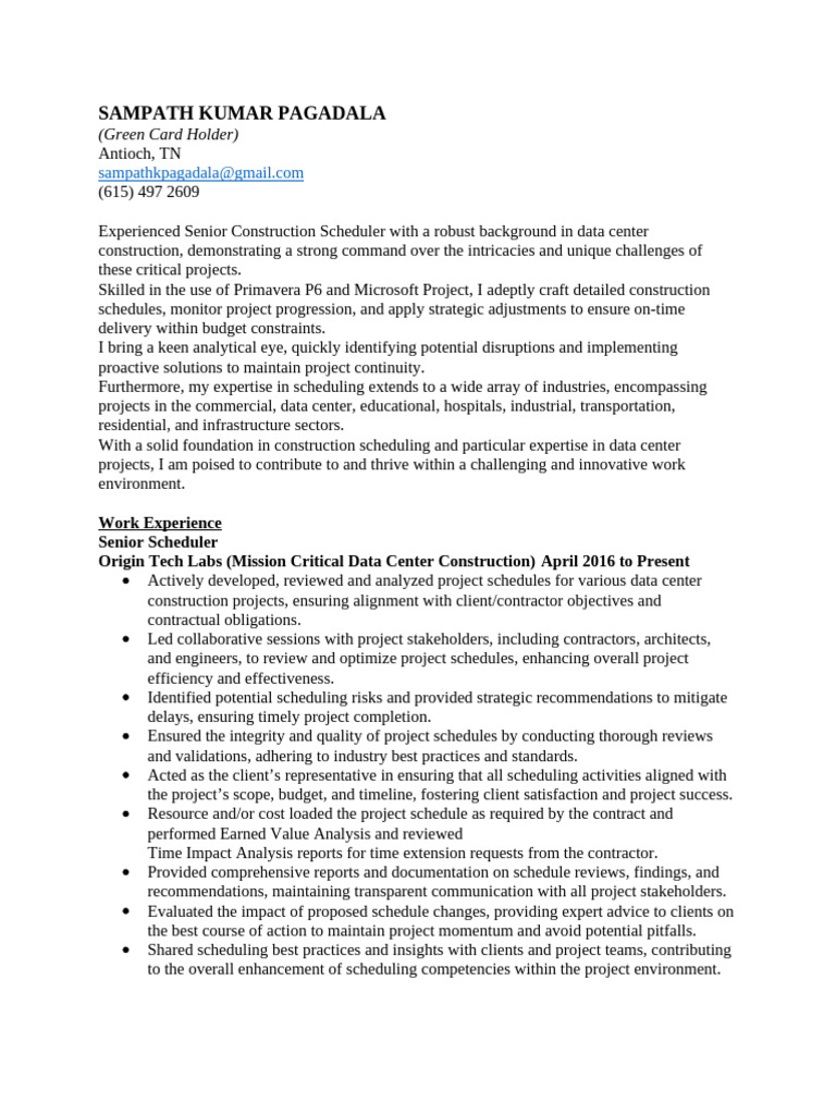 Sampath Kumar Pagadala Resume | PDF