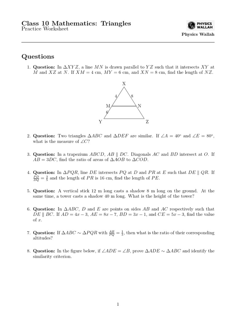 Triangles Question Practice Sheet by Ritik Mishra | PDF | Elementary ...