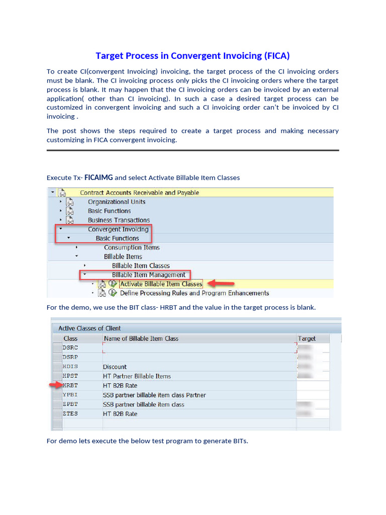 Target Process in Convergent Invoicing (FICA) | PDF