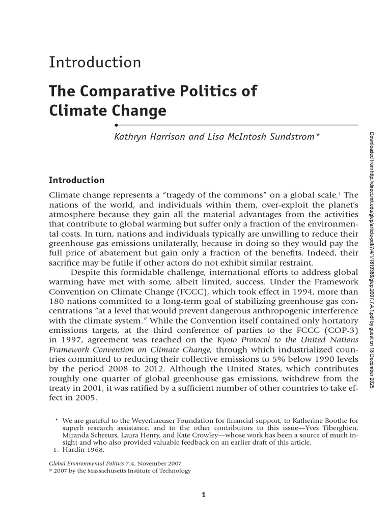 Comparative Politcs of Climate Change | PDF | Kyoto Protocol | Politics ...