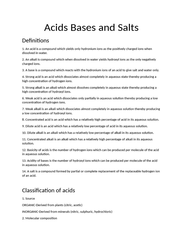 Acids Bases and Salts | PDF | Acid | Salt (Chemistry)