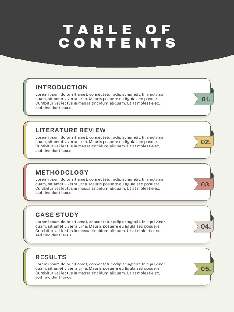 Soft Green Modern Table of Contents Document A4 | PDF