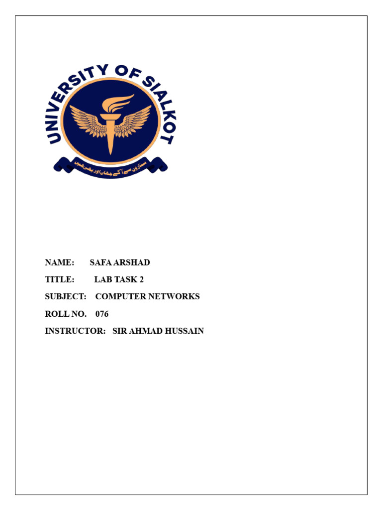 Safa Arshad 076 Lab Task 1 | PDF | Computer Network | Network Switch